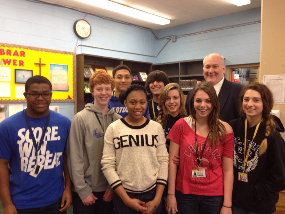 Garry Puetz with kids | Luther North College Prep